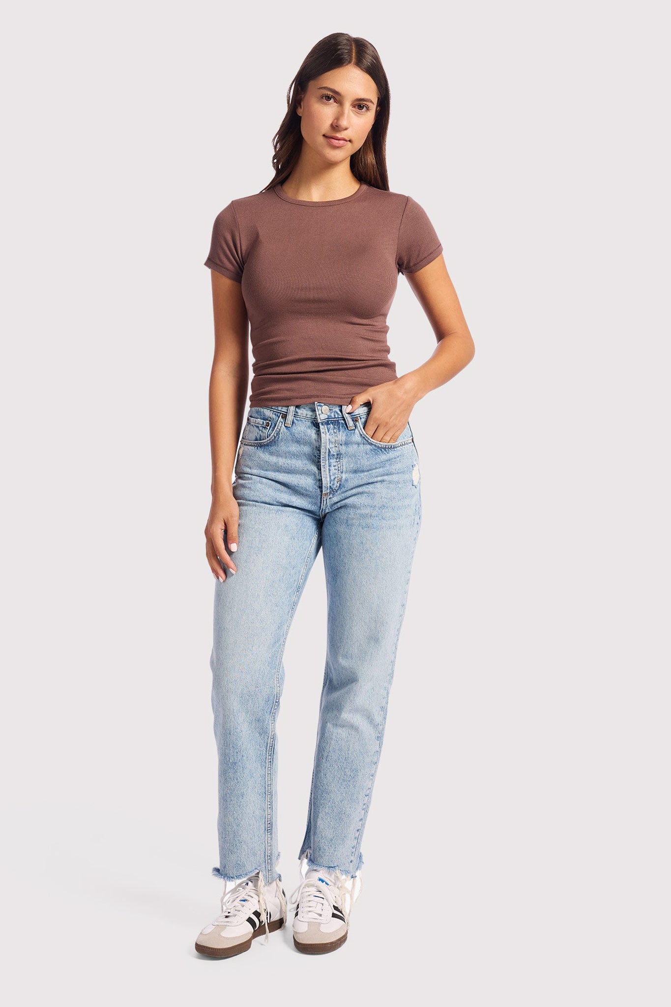 Slinky Rib Tee | Coffee – nuuds