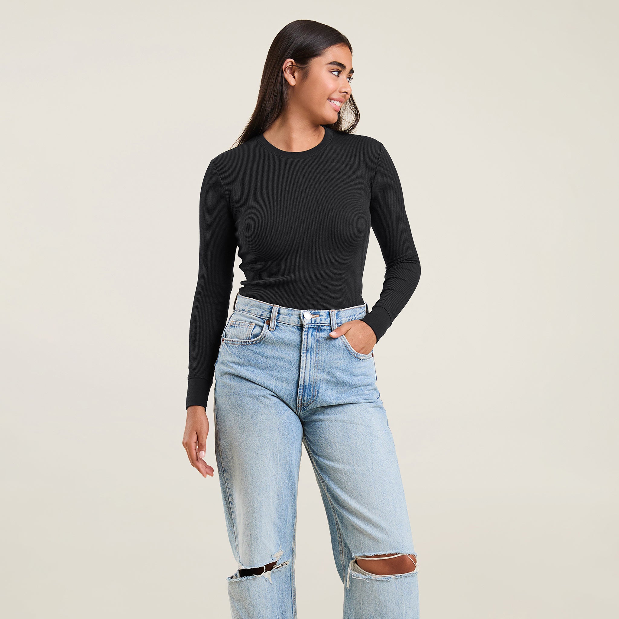 Waffle Bodysuit Black