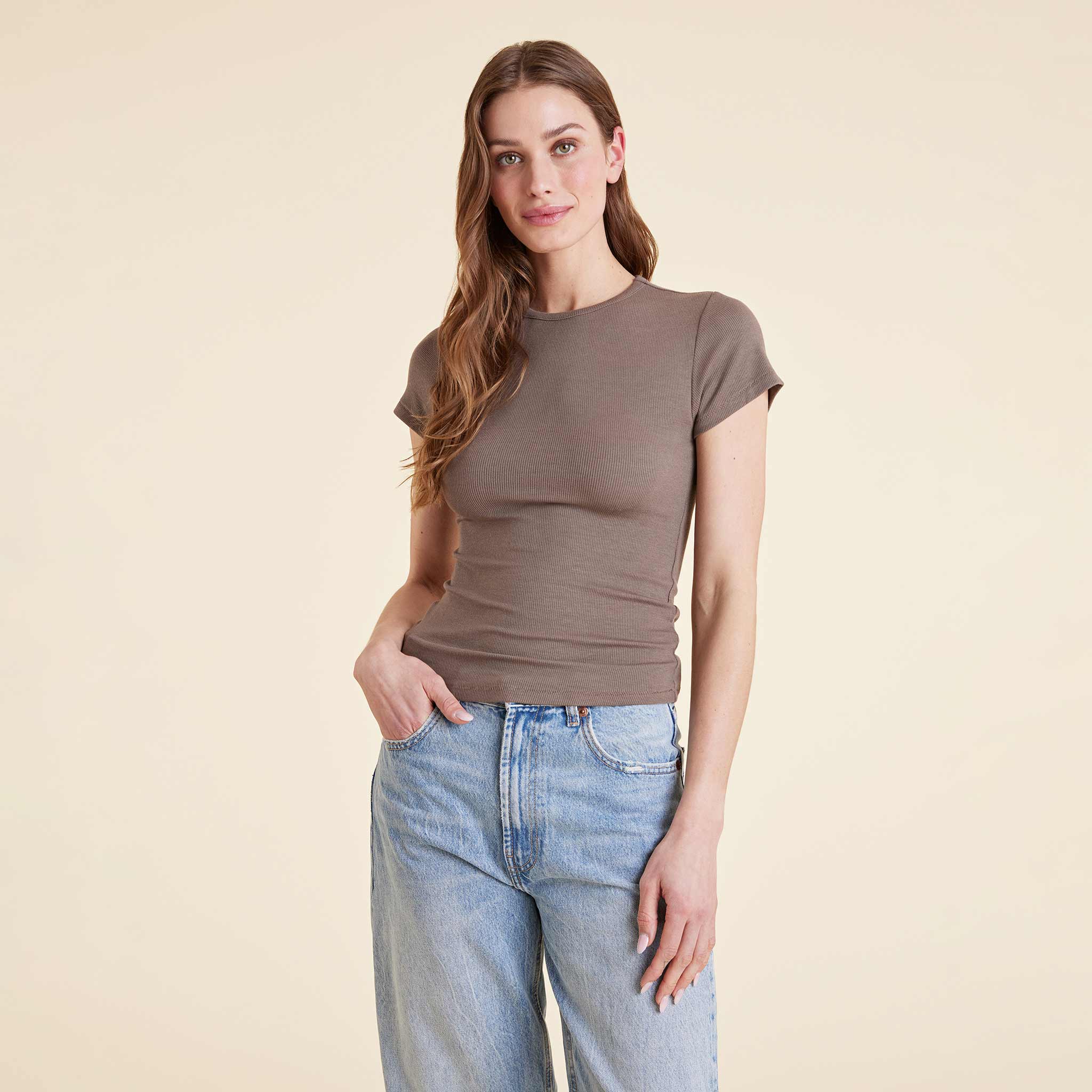 Slinky Rib Tee | Mocha