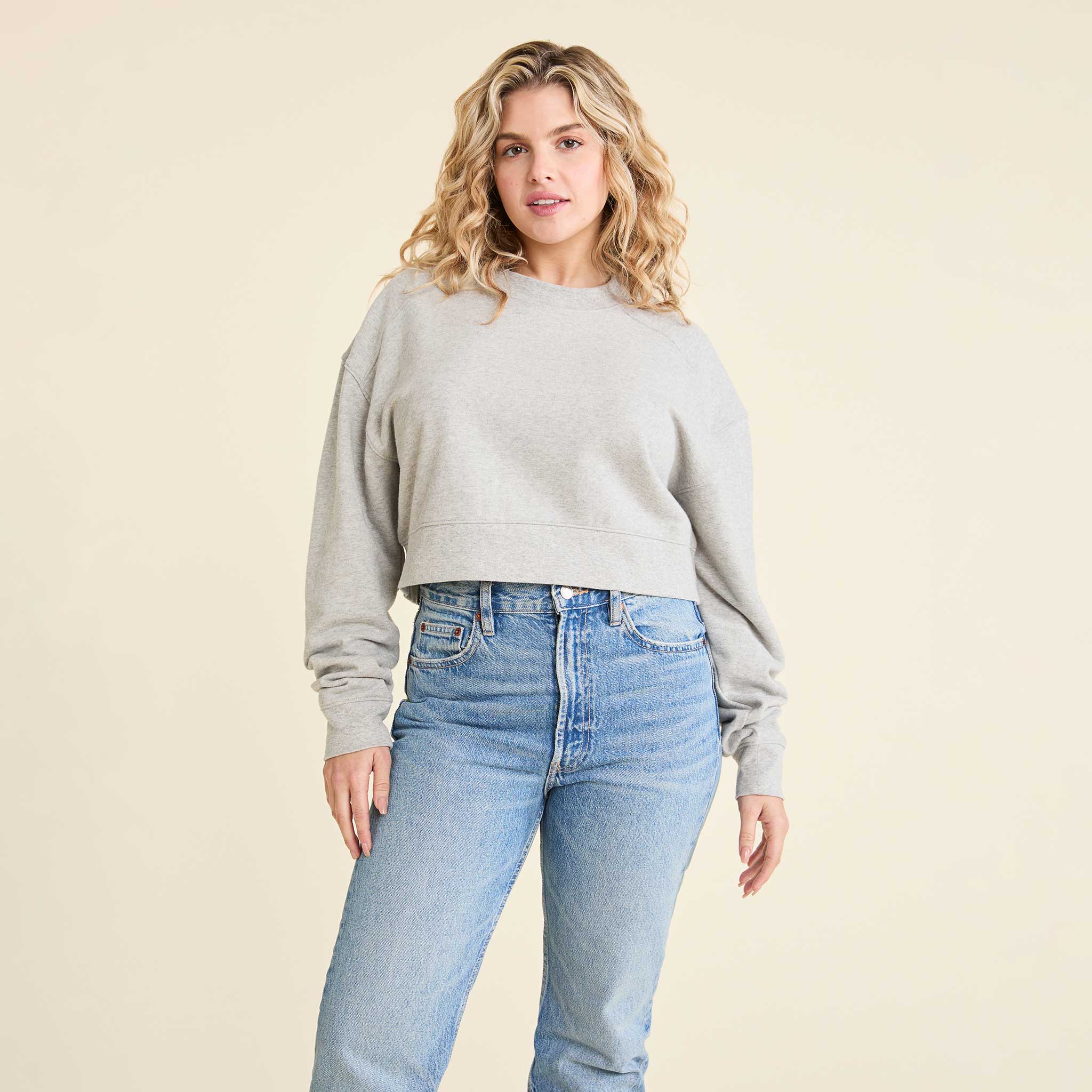 Cropped Crewneck Sweatshirt | Heather Grey