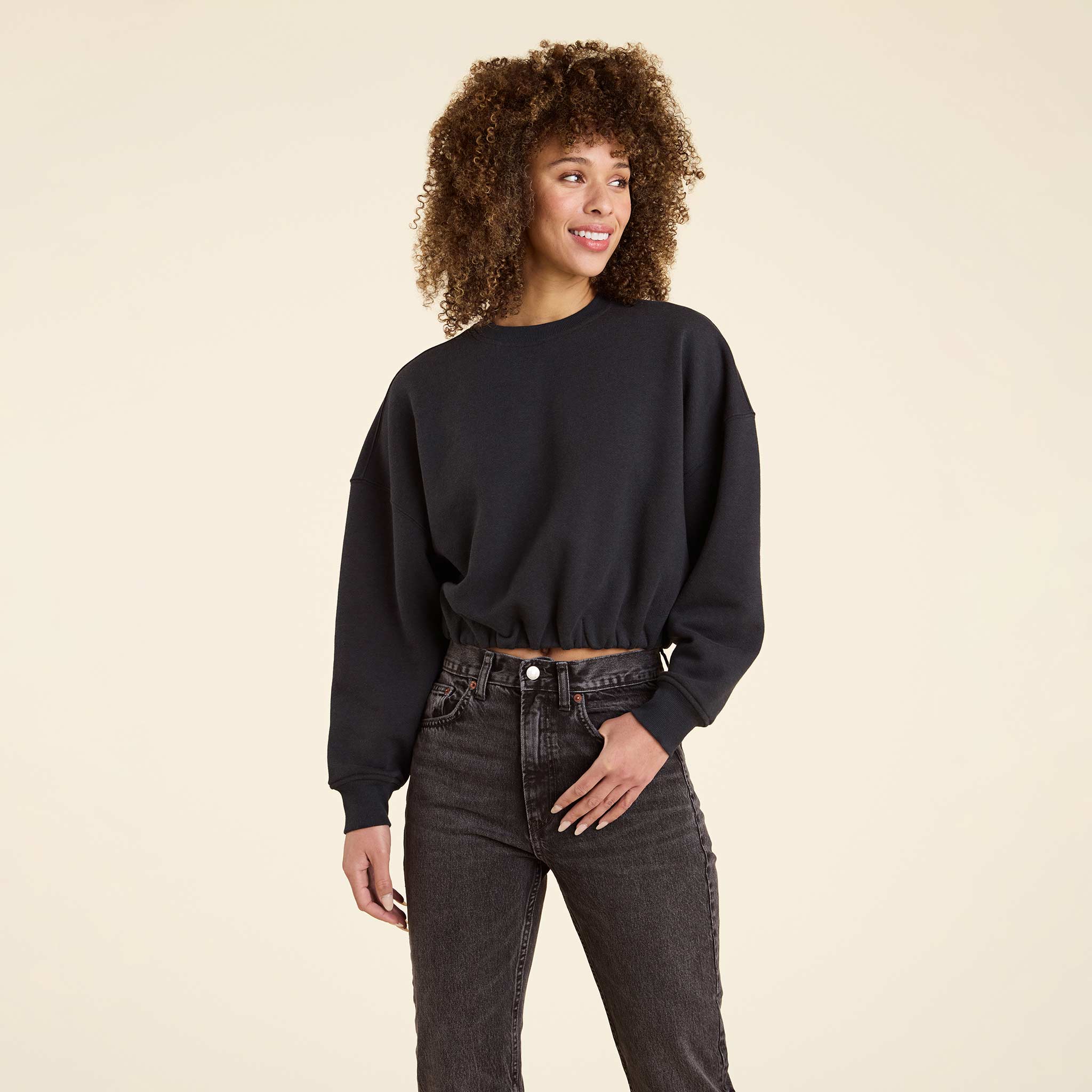 Cinch Waist Sweatshirt | Black