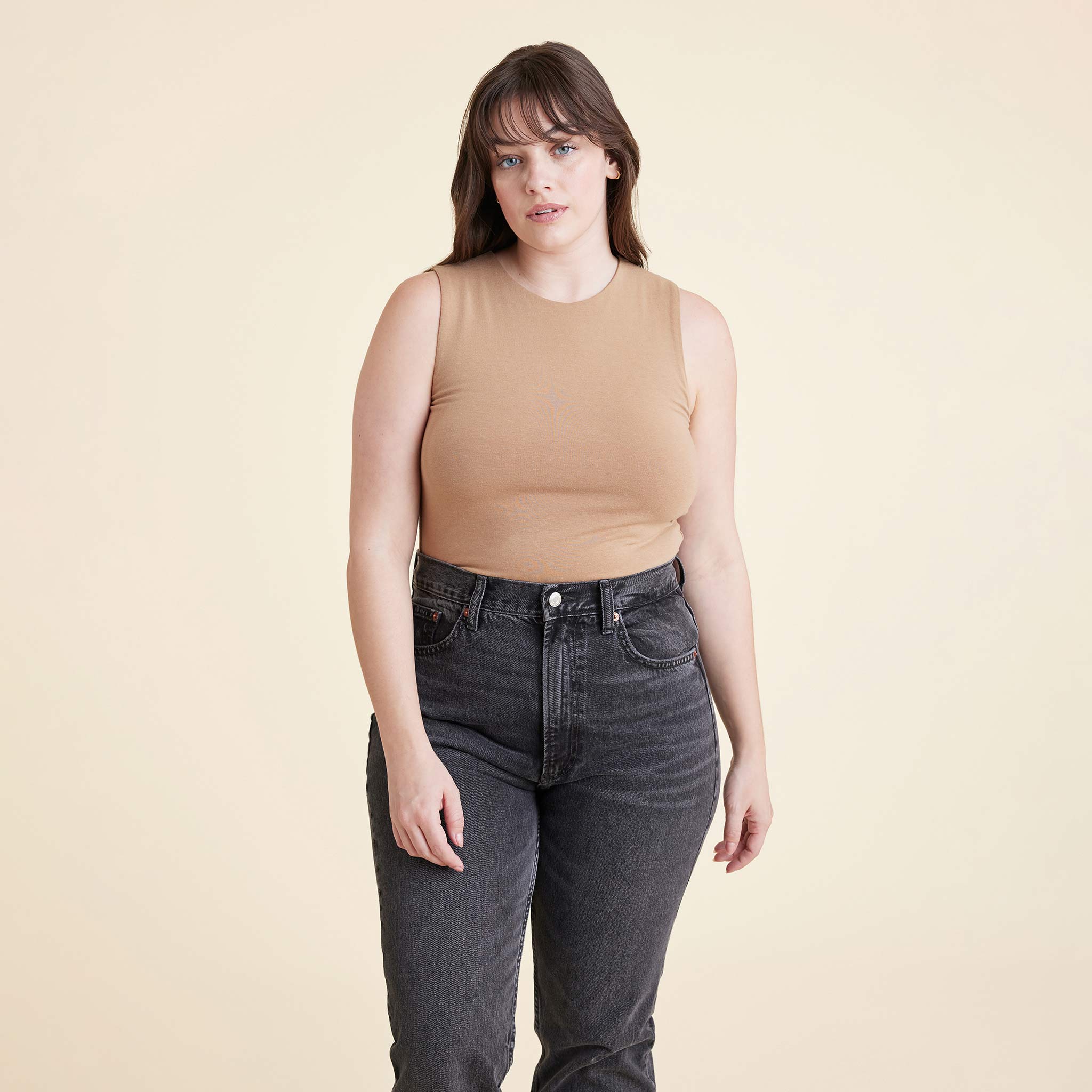 Cotton Stretch Classic Crew Tank Bodysuit | Cinnamon