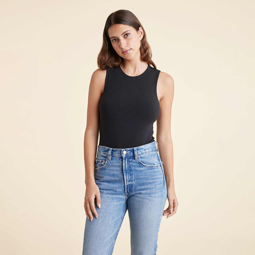 Classic Crew Tank Bodysuit | Black