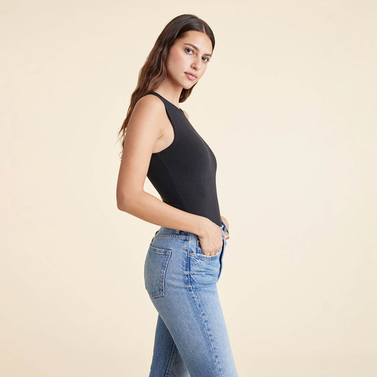 Classic Crew Tank Bodysuit | Black