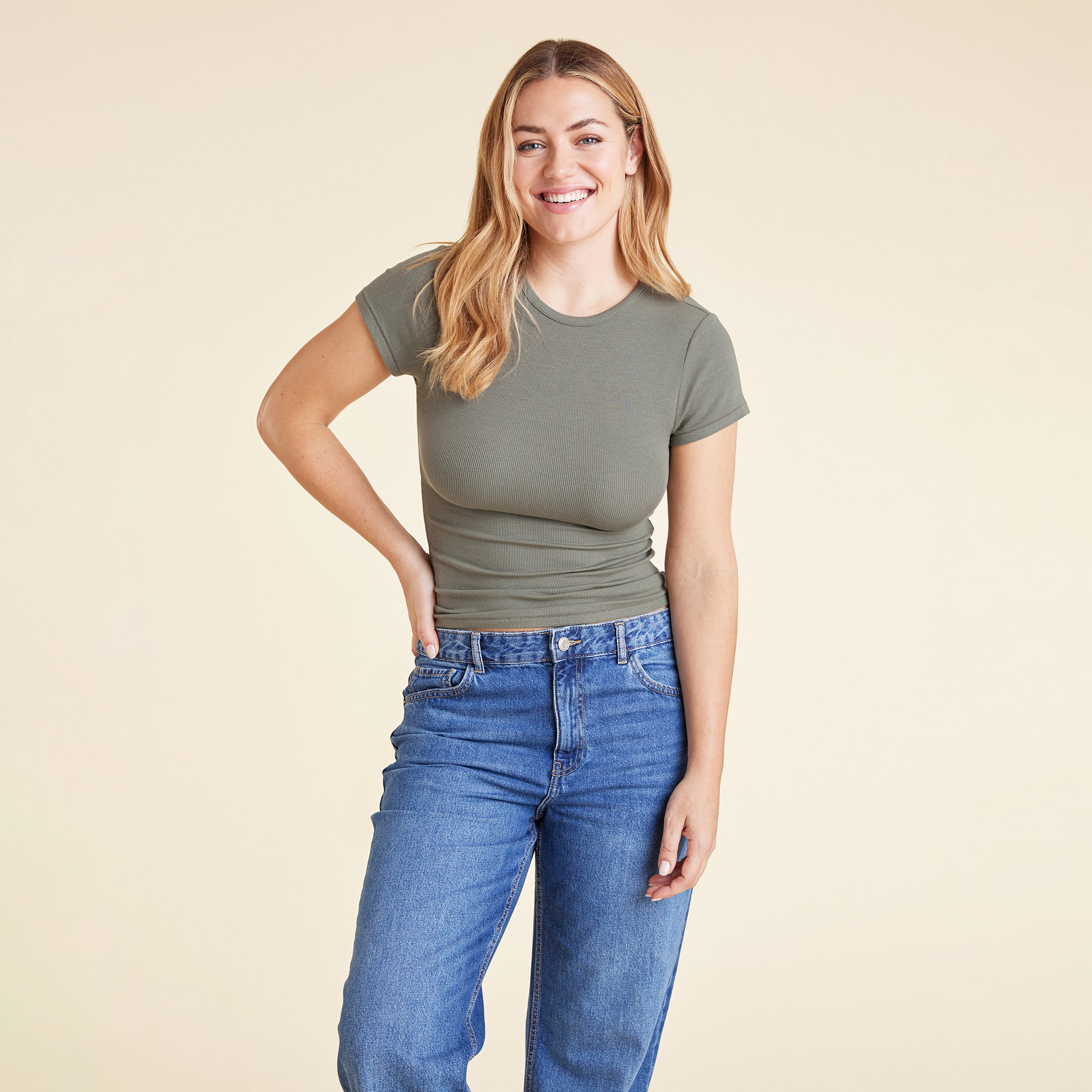 Slinky Rib Tee | Olive