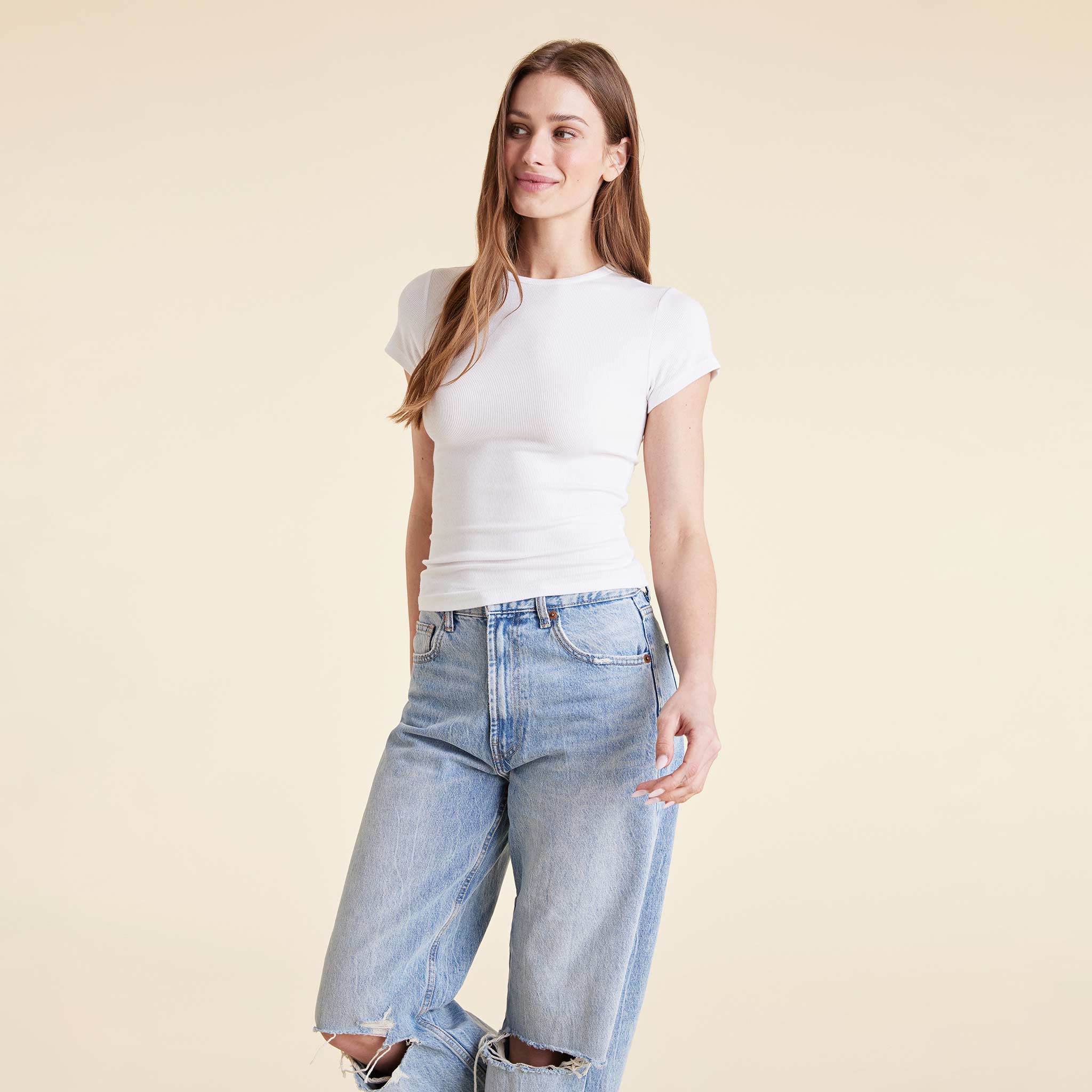 Slinky Rib Tee | White