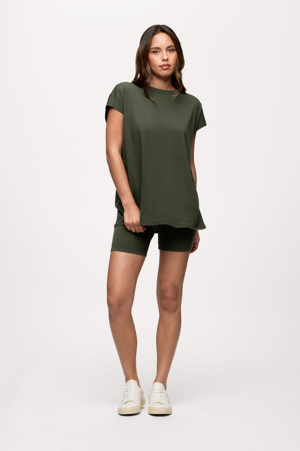 Ribbed Biker Short Set | Darkest Olive – nuuds