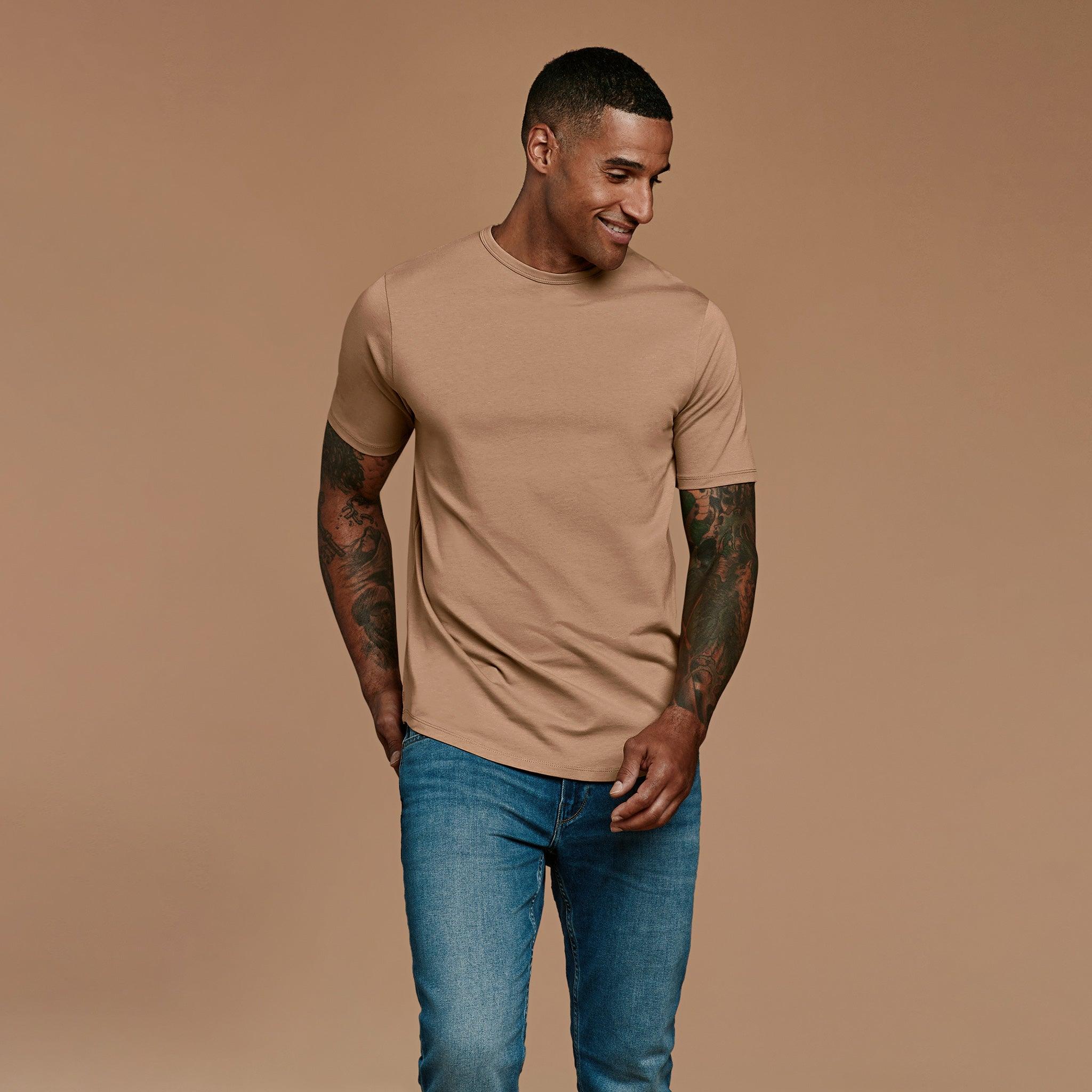 Short Sleeve Curved Hem T-Shirt | Cinnamon